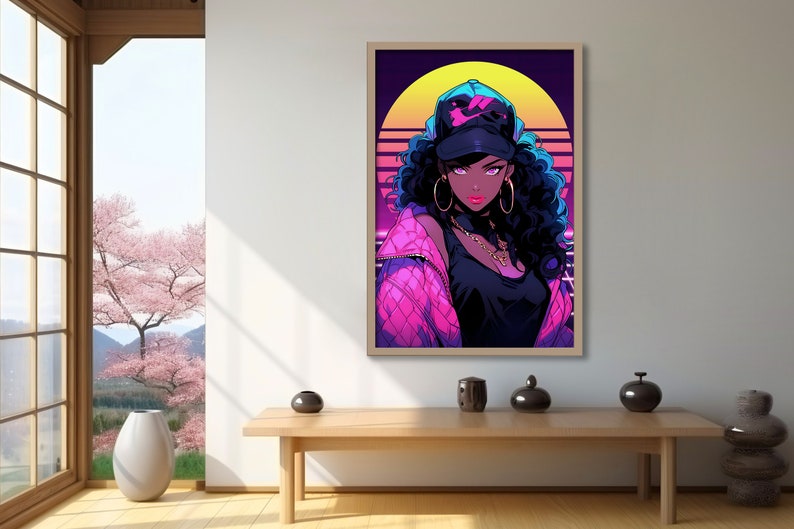 Anime Girl Poster Synthwave Retro Wallpaper 80s Poster Anime Fans Gift ...