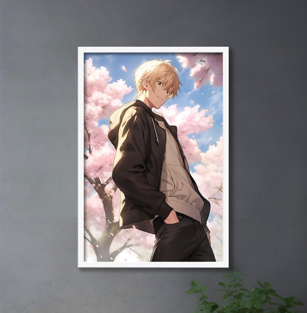 Anime Boy Poster Cherry Blossom Decor Anime Fans Gift for Japanese Fan ...