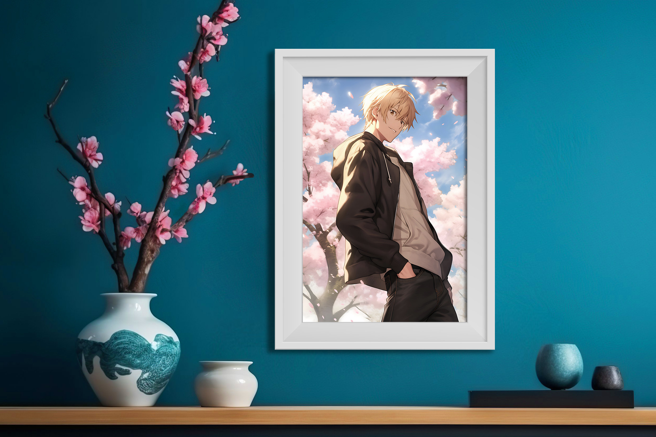 Anime Boy Poster Cherry Blossom Decor Anime Fans Gift for Japanese Fan ...