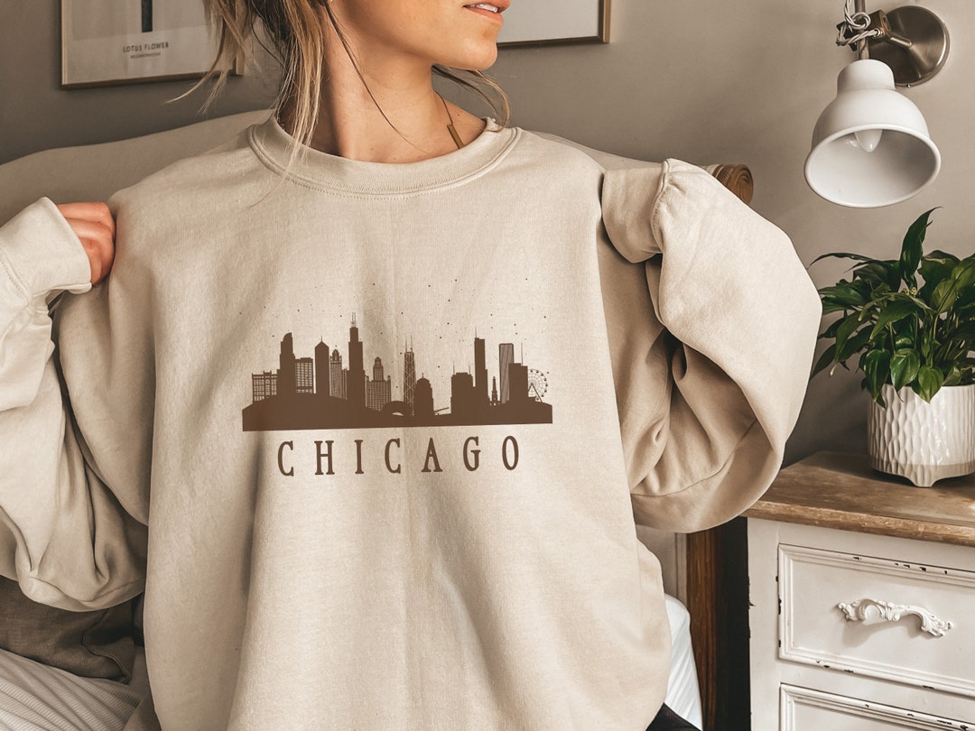 Chicago Sweatshirt Chicago Skyline Sweatshirt Chicago Gifts Chicago ...