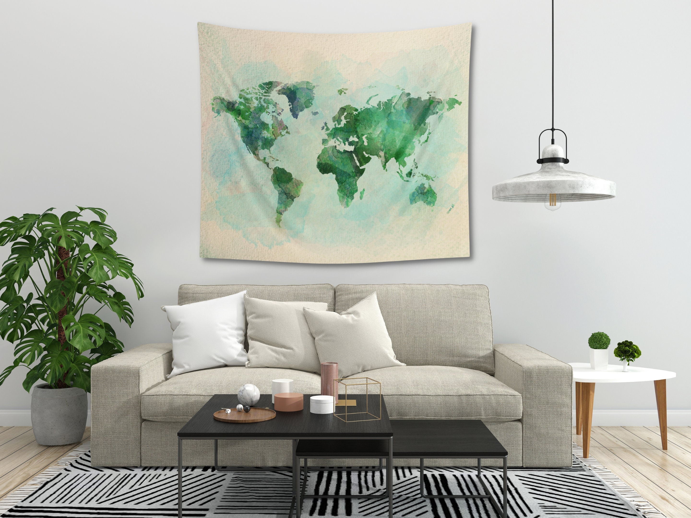 World Map Tapestry World Map Wall Art Large World Map Tapestry Wall ...
