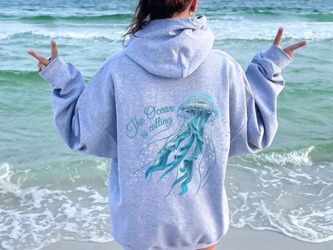 Ocean Inspired Style Jellyfish Print Hoodie Coconut Girl Teenage Girl ...