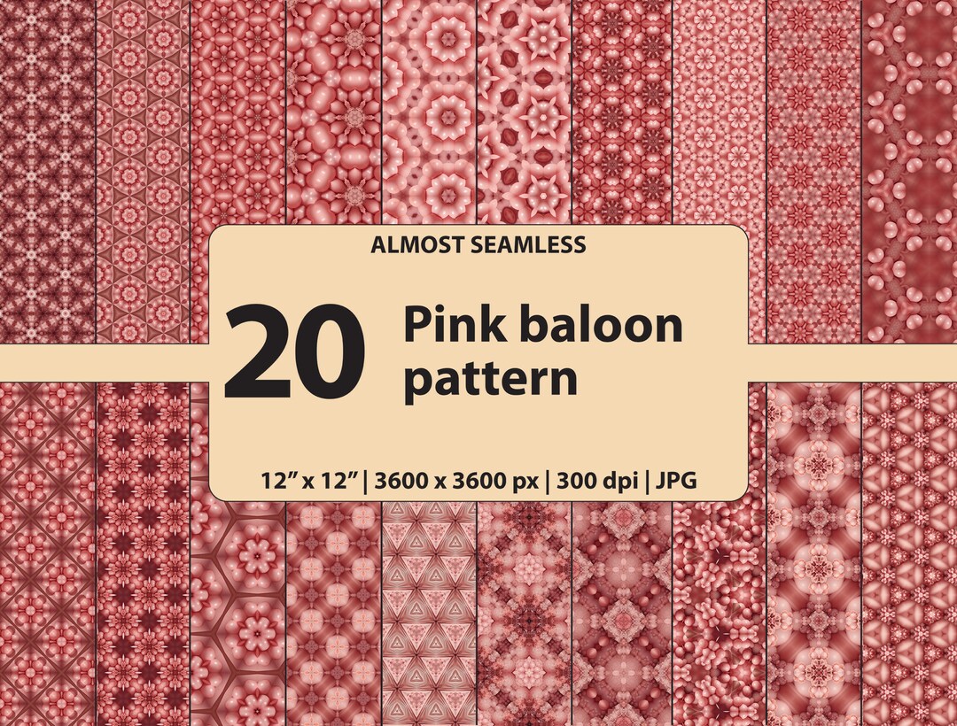 Pink Baloon Patterns 20 Patterns in Same Colors Digital Papers Repeat ...
