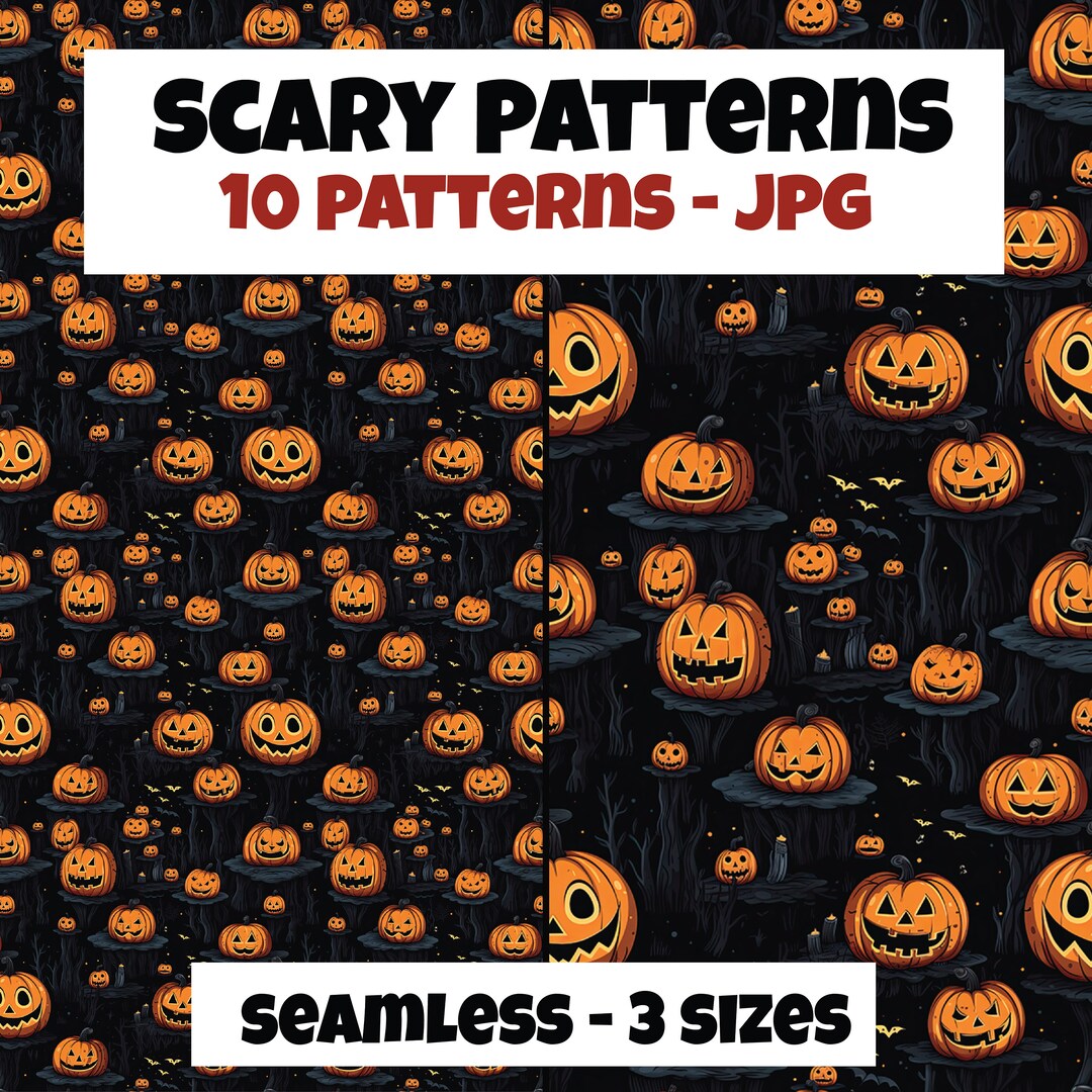Scary Halloween Patterns 10 Patterns 3 Sizes Digital - Etsy