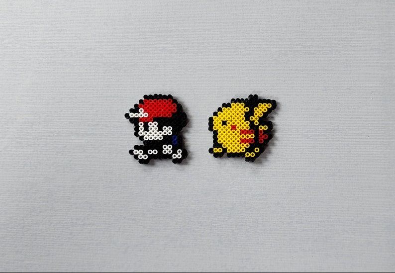 Ash and Pikachu Mini Perler Bead Pokémon Pixel Art Magnet Option ...