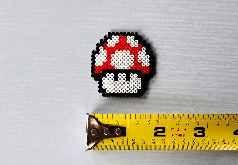 Mario Mushrooms Mini Perler Beads Pixel Art Magnet Option Handmade - Etsy