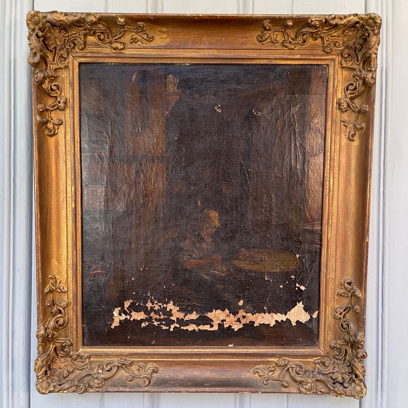 Antique Georgian Early Victorian Oil Painting Portrait Study of Woman ...