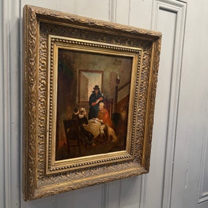 Antique Oil Painting Study of Interior Parlour Scene - Etsy