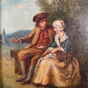 Antique Victorian Oil Painting Portrait Study of a Courting Couple ...