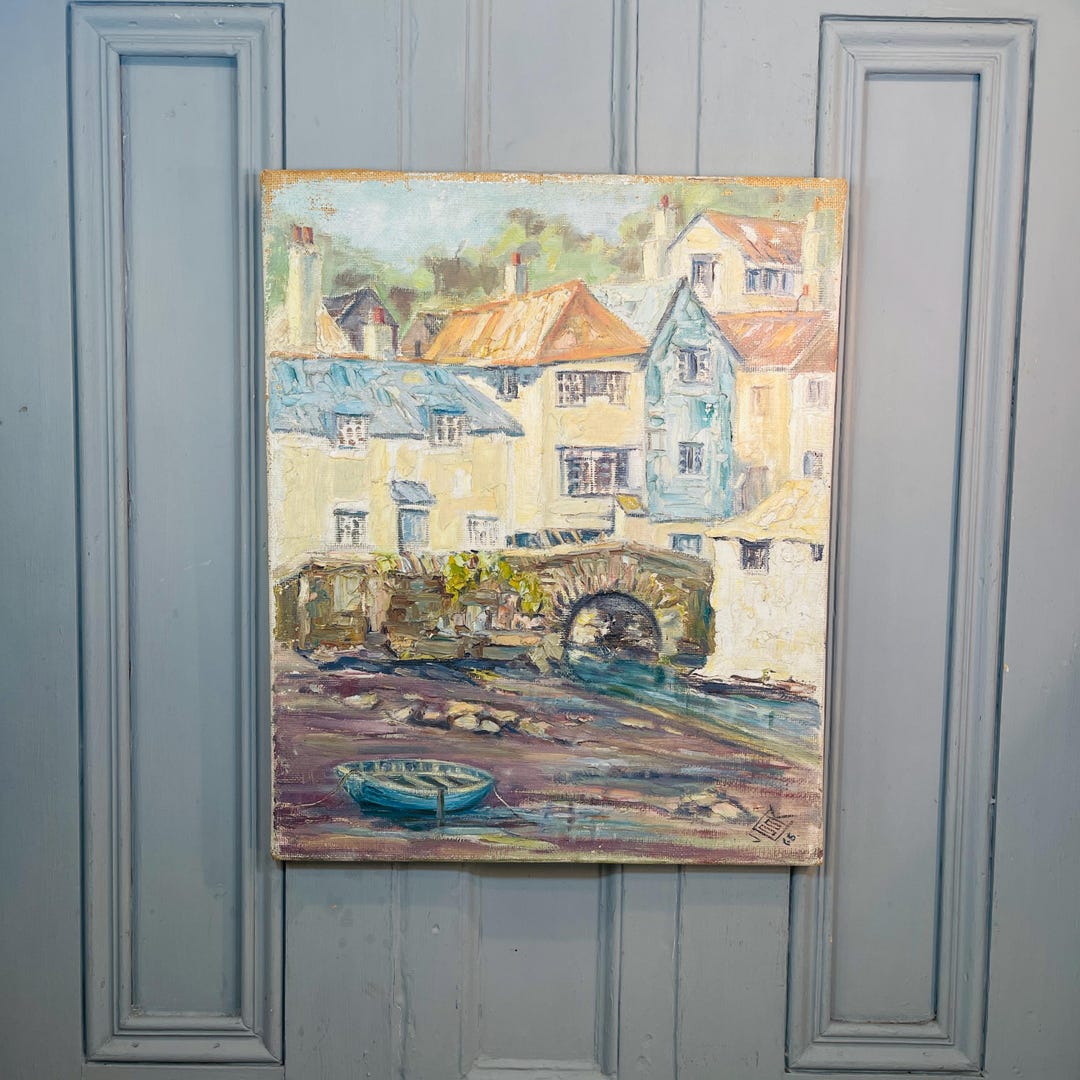 Vintage Impressionist Oil Painting: Devon Townscape by J. Cook, 1965 - Etsy