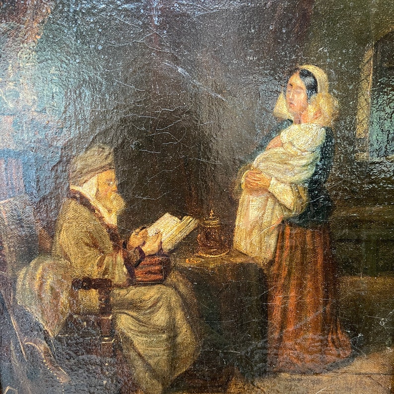 Antique Victorian Oil Painting Portrait of a Jewish Moneylender or ...