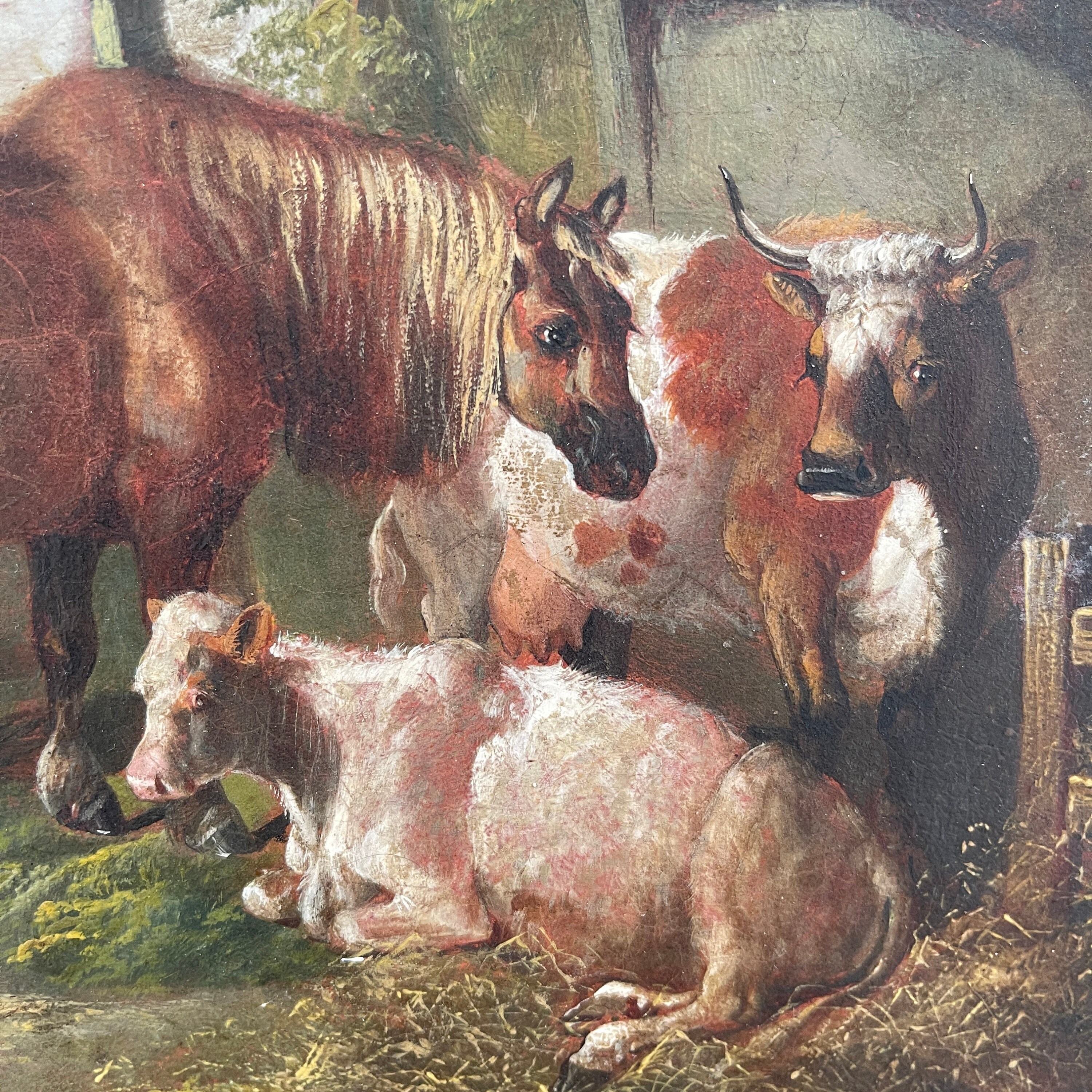 Antique Georgian Early Victorian Oil Painting of Horses and Cows - Etsy