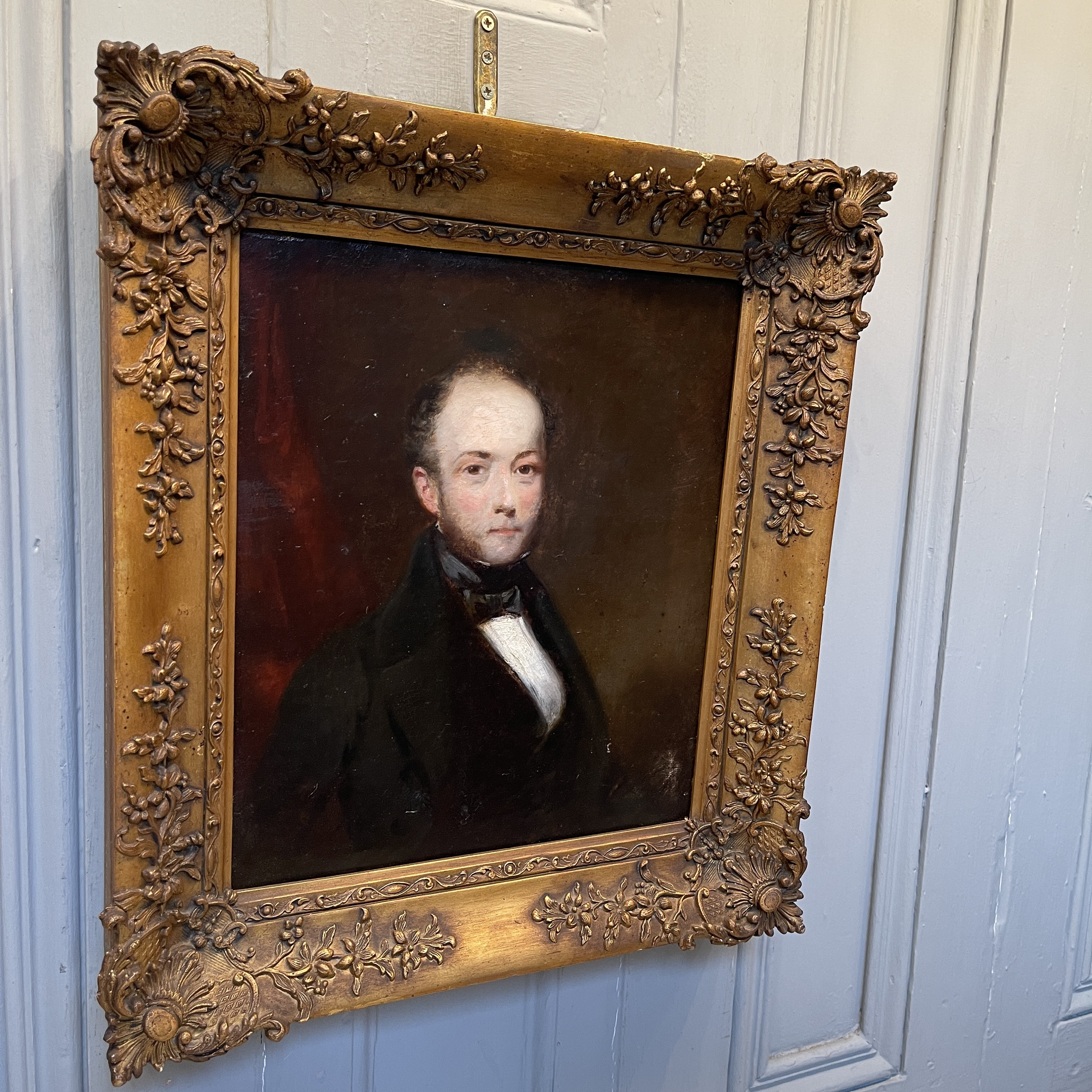 Antique Georgian Early Victorian Oil Painting Portrait of Gentleman in ...