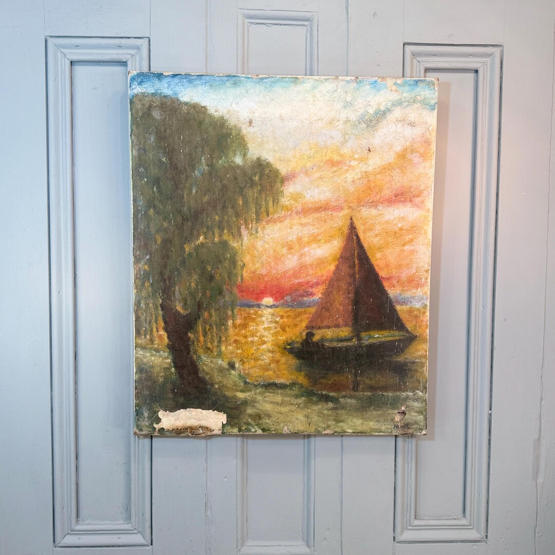 Vintage French Post Impressionist Coastal Seascape Oil Painting ...