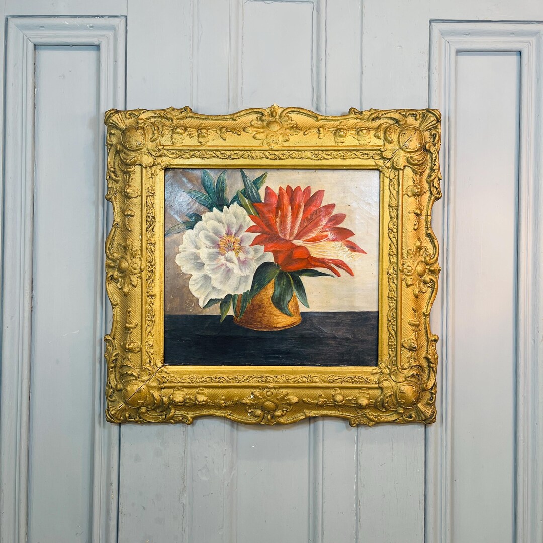 Antique French Still Life Oil Painting of Flowers in Vase - Etsy