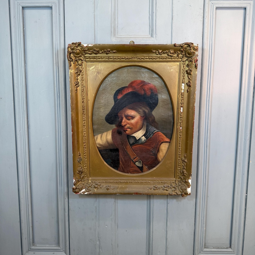 Antique French Oil Painting Portrait of a Musketeer - Etsy