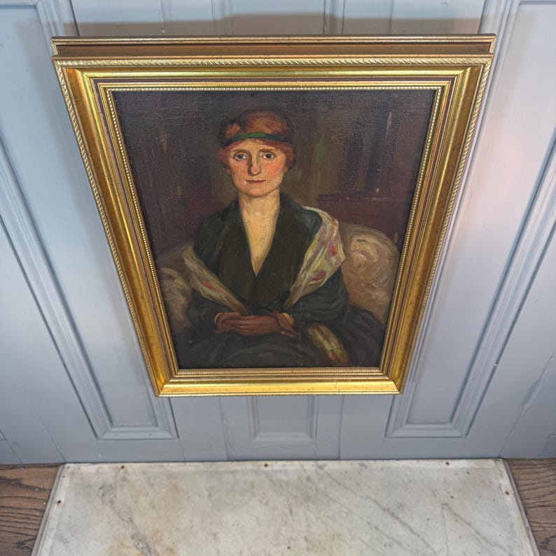 Antique Oil Painting Portrait Study of a Lady in 1920s Period Dress ...