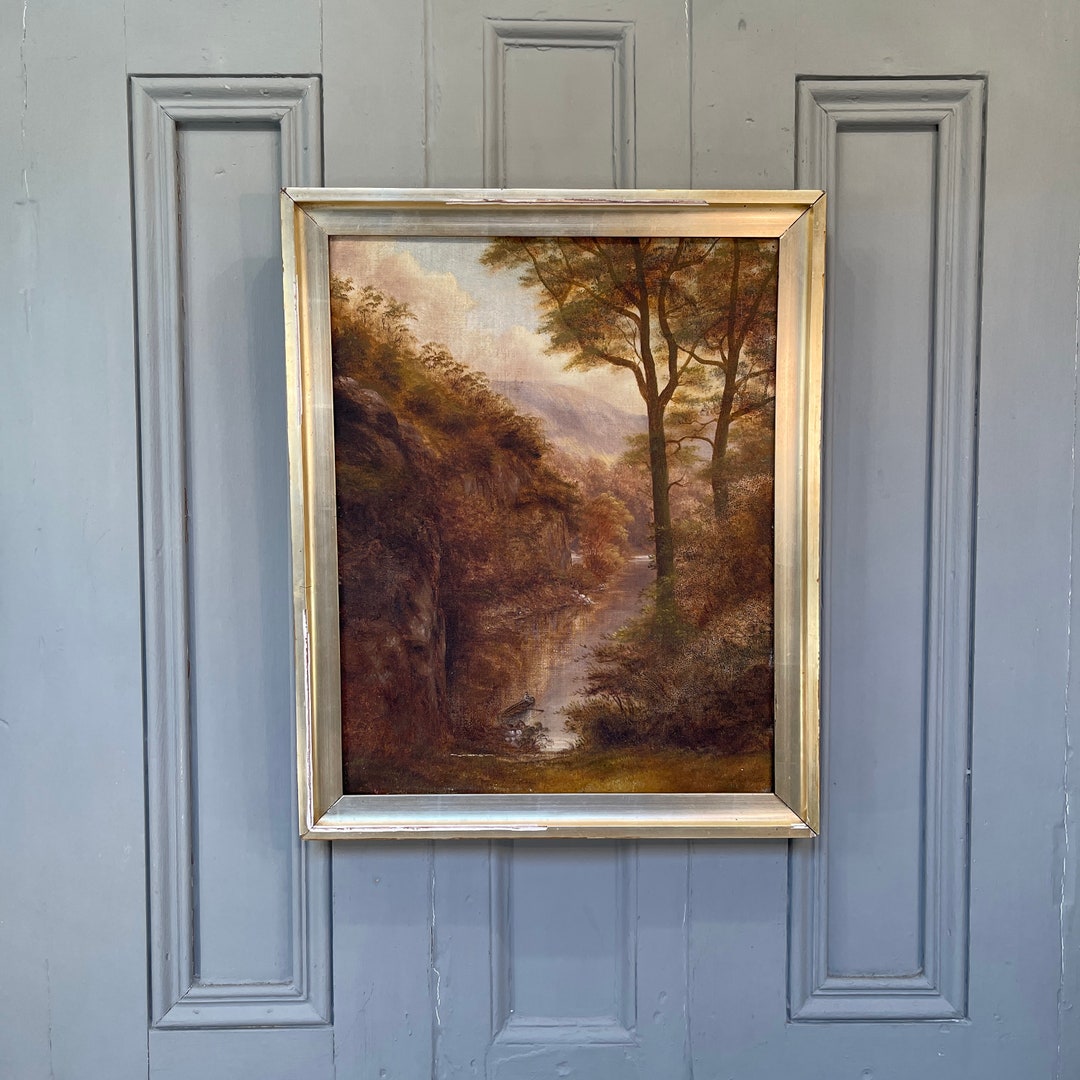 Antique River Landscape Oil Painting With Rowing Boat - Etsy