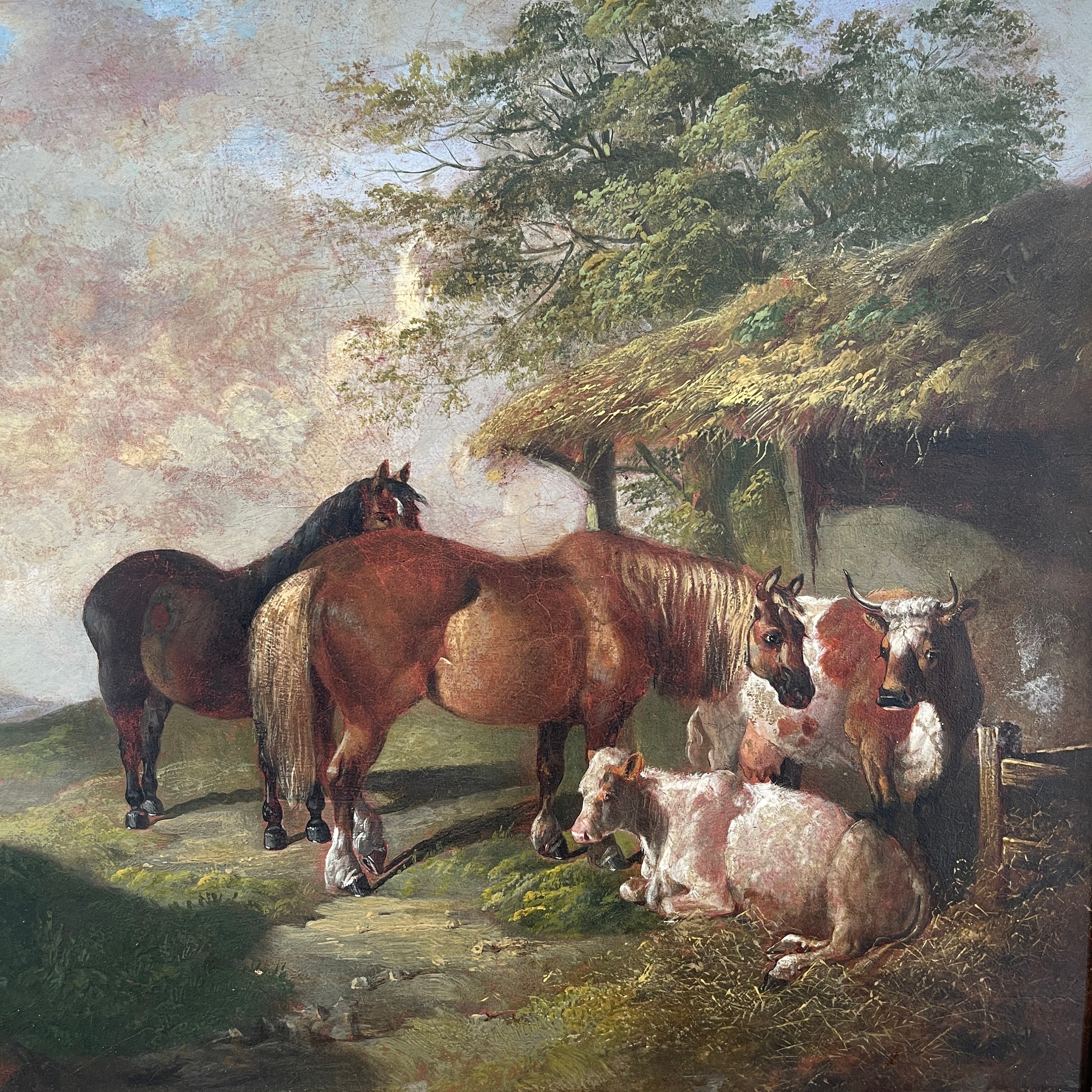 Antique Georgian Early Victorian Oil Painting of Horses and Cows - Etsy