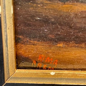 Antique Continental Coastal Landscape Oil Painting of Horsemen and ...