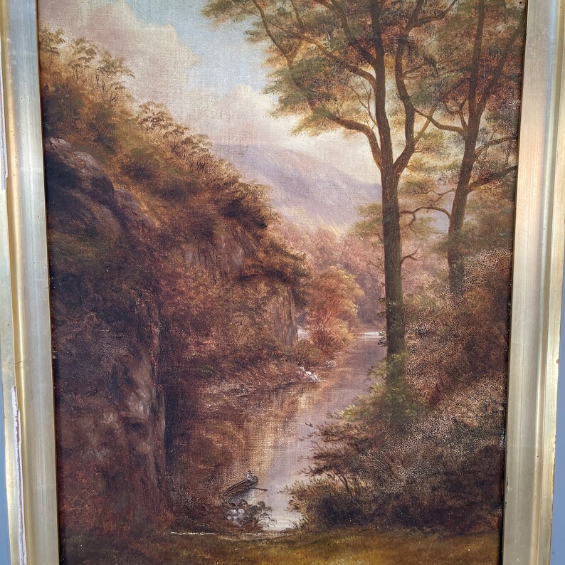 Antique River Landscape Oil Painting With Rowing Boat - Etsy