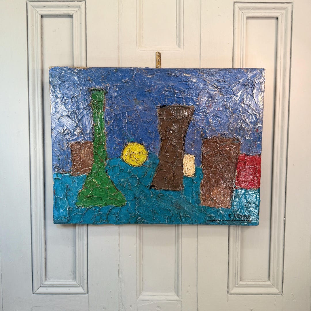 Vintage French Abstract Still Life Oil Painting Signed C Venard - Etsy