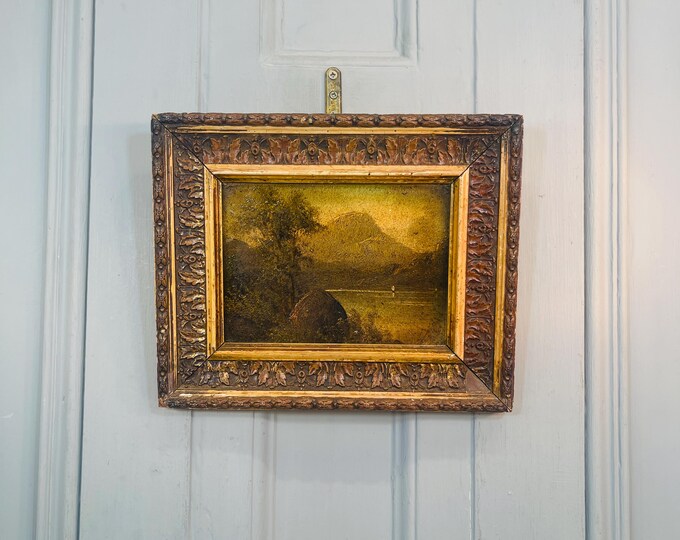 Small Antique Landscape Oil Painting Study of Lake Scene - Etsy