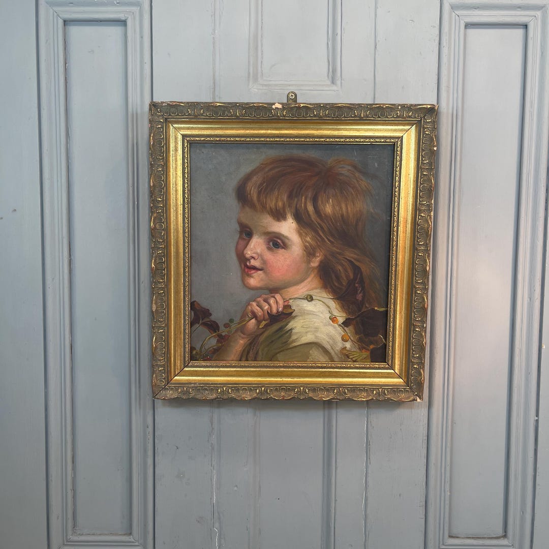 Antique Pre-raphaelite Style Oil Painting Portrait Study of a Young ...