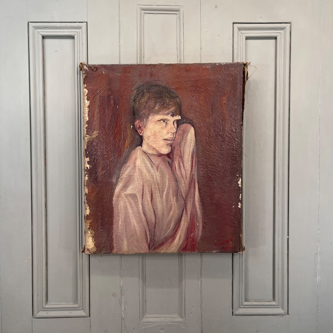 Vintage French Abstract Oil Painting Portrait Study of a Poet by JR ...
