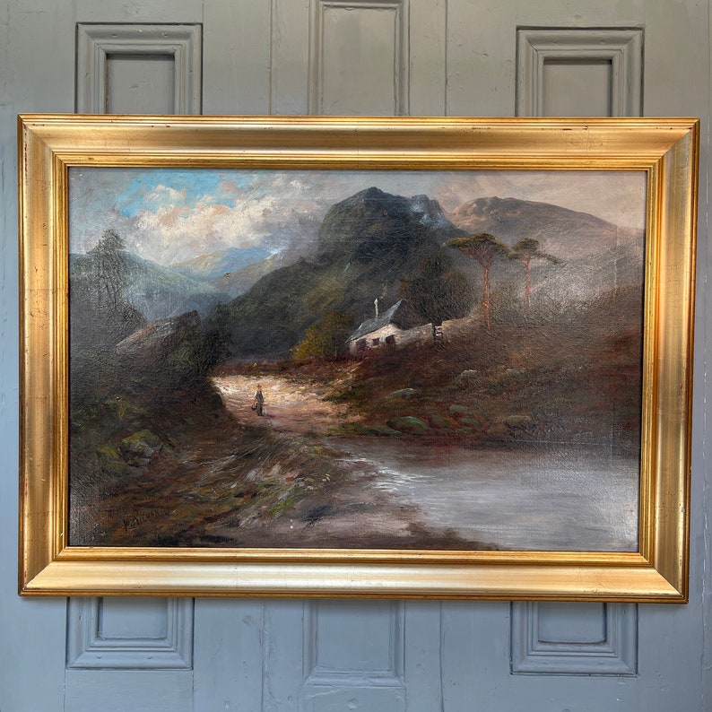 Antique Victorian River Landscape Oil Painting Signed W Richards - Etsy