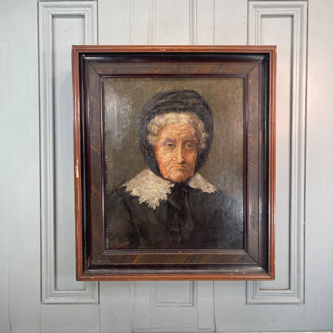 Antique Oil Painting Portrait of Senior Lady Called Ethel Murray - Etsy