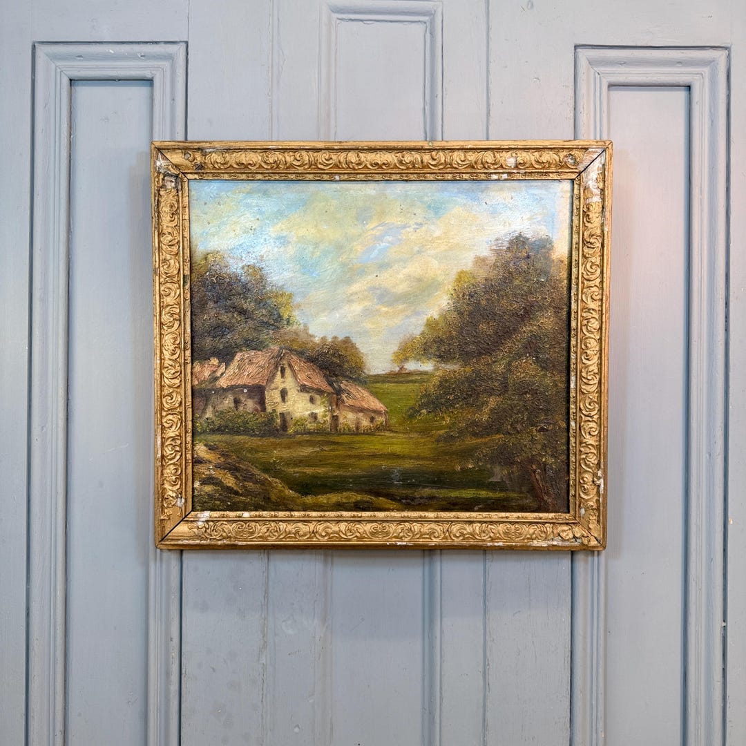 Antique Oil Painting Study of Farm Buildings - Etsy