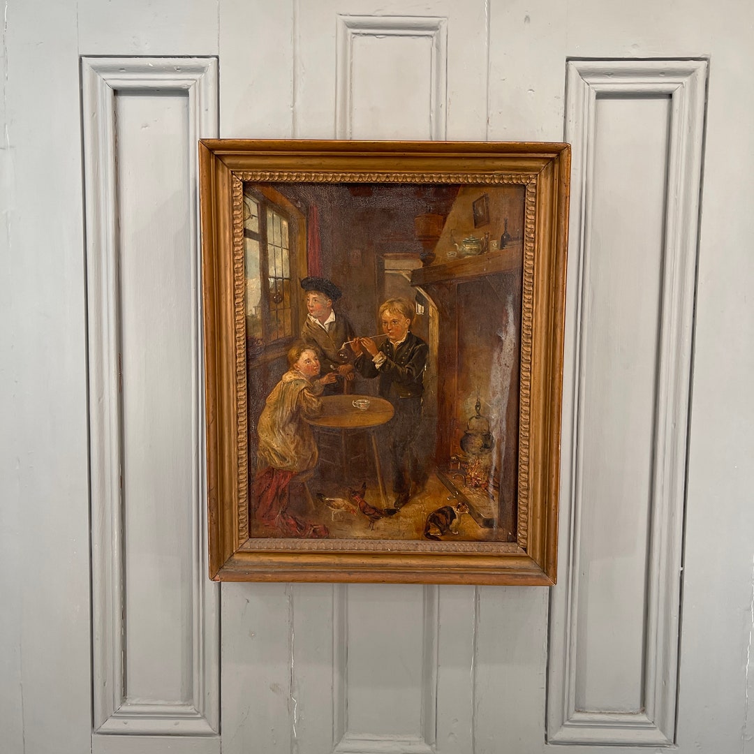 Antique Georgian Early Victorian Oil Painting Portrait Study of ...