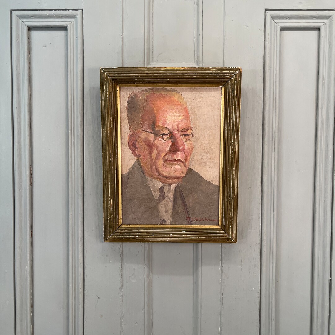 Antique Oil Painting Portrait of Austere Man With Spectacles Signed J ...