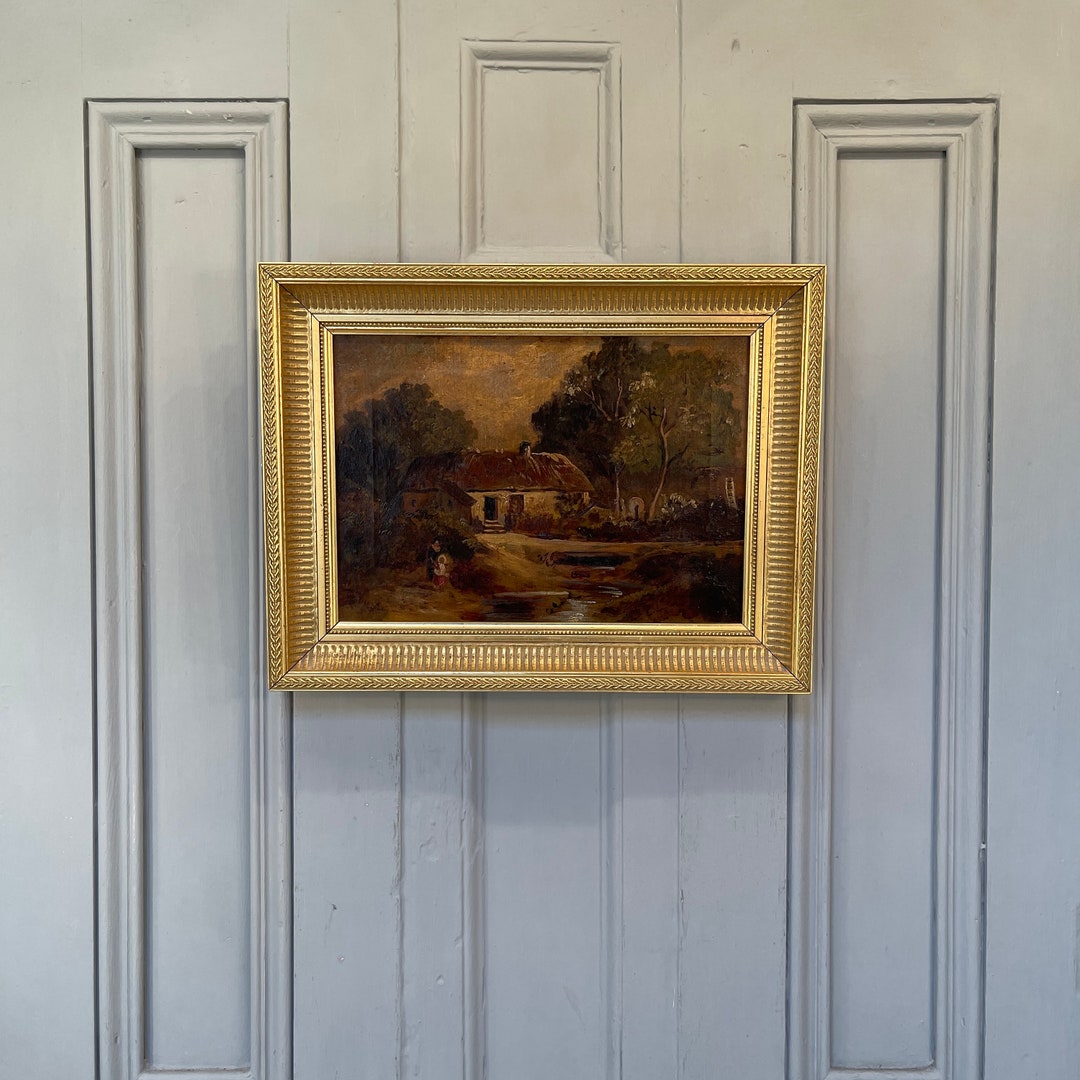 Antique Georgian Early Victorian River Landscape Oil Painting With ...