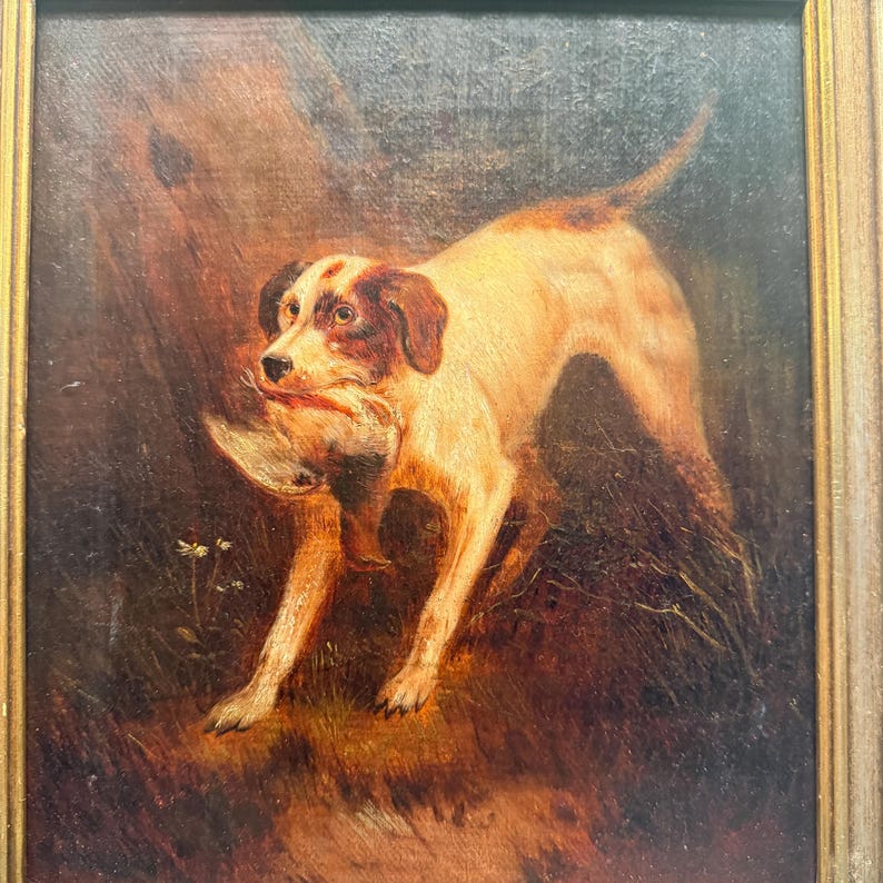Antique Oil Painting Portrait Study of Hunting Dog With Game Bird - Etsy UK