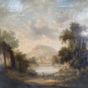 Large Antique Early Victorian River Landscape Oil Painting - Etsy