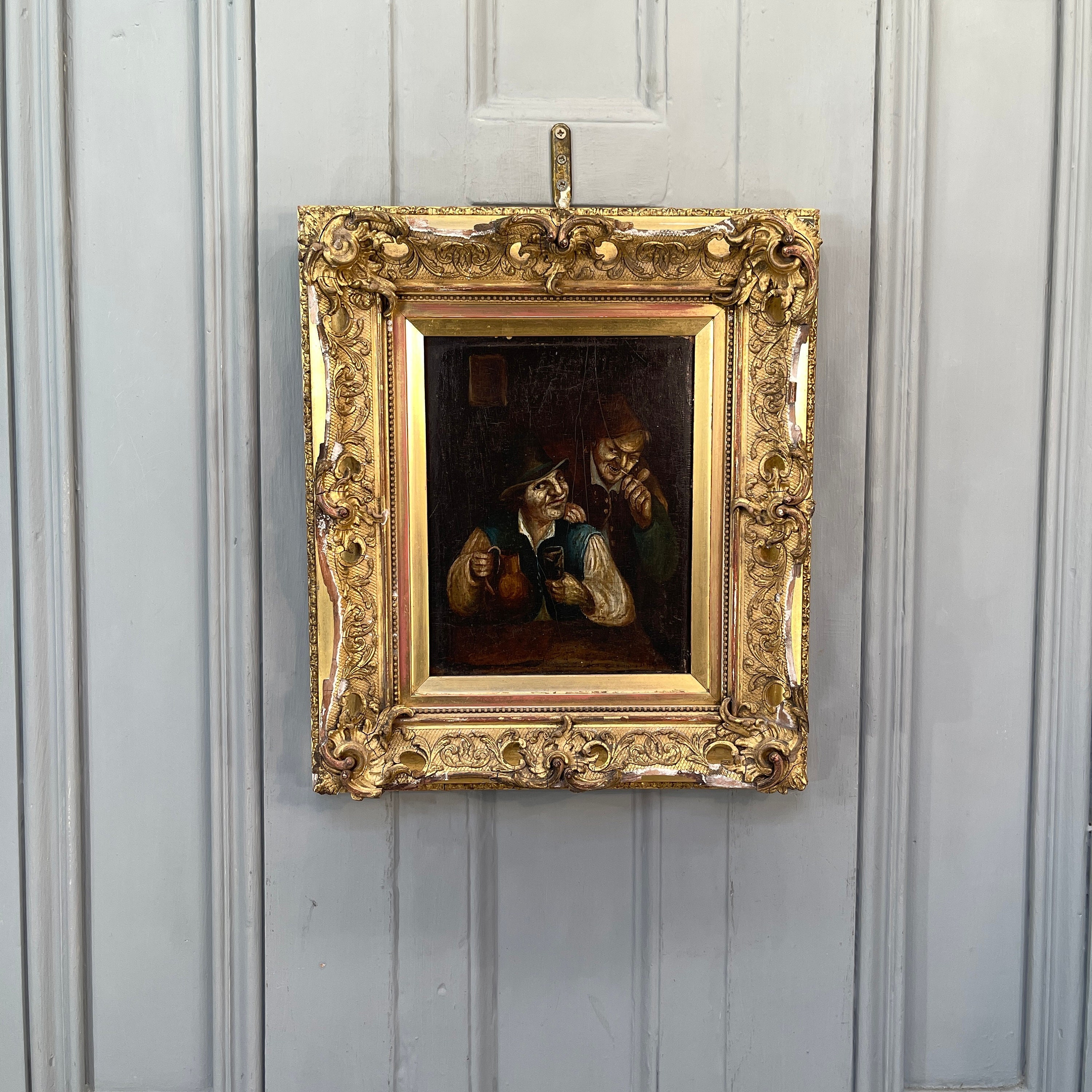Antique Dutch Flemish Oil Painting Portrait Study of a Couple of Rogues ...