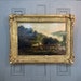 Large Antique Landscape Oil Painting of Monsal Dale Village, Derbyshire ...