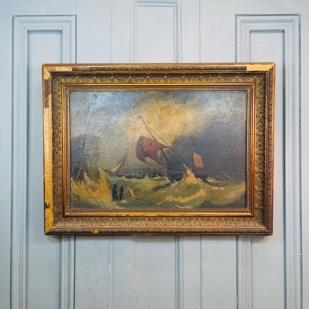 Antique Dutch Seascape of Sailing Boats in Rough Seas - Etsy