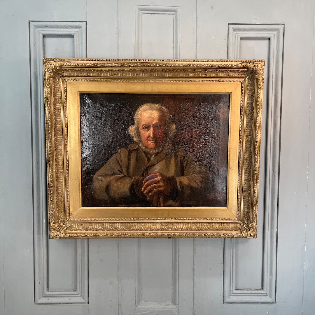 Antique Victorian Oil Painting Portrait of an Elderly Shepherd in Smock ...