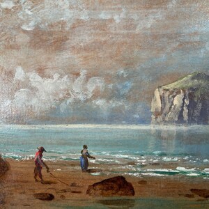Antique Coastal Landscape Oil Painting of Bell Rock Island by JA ...