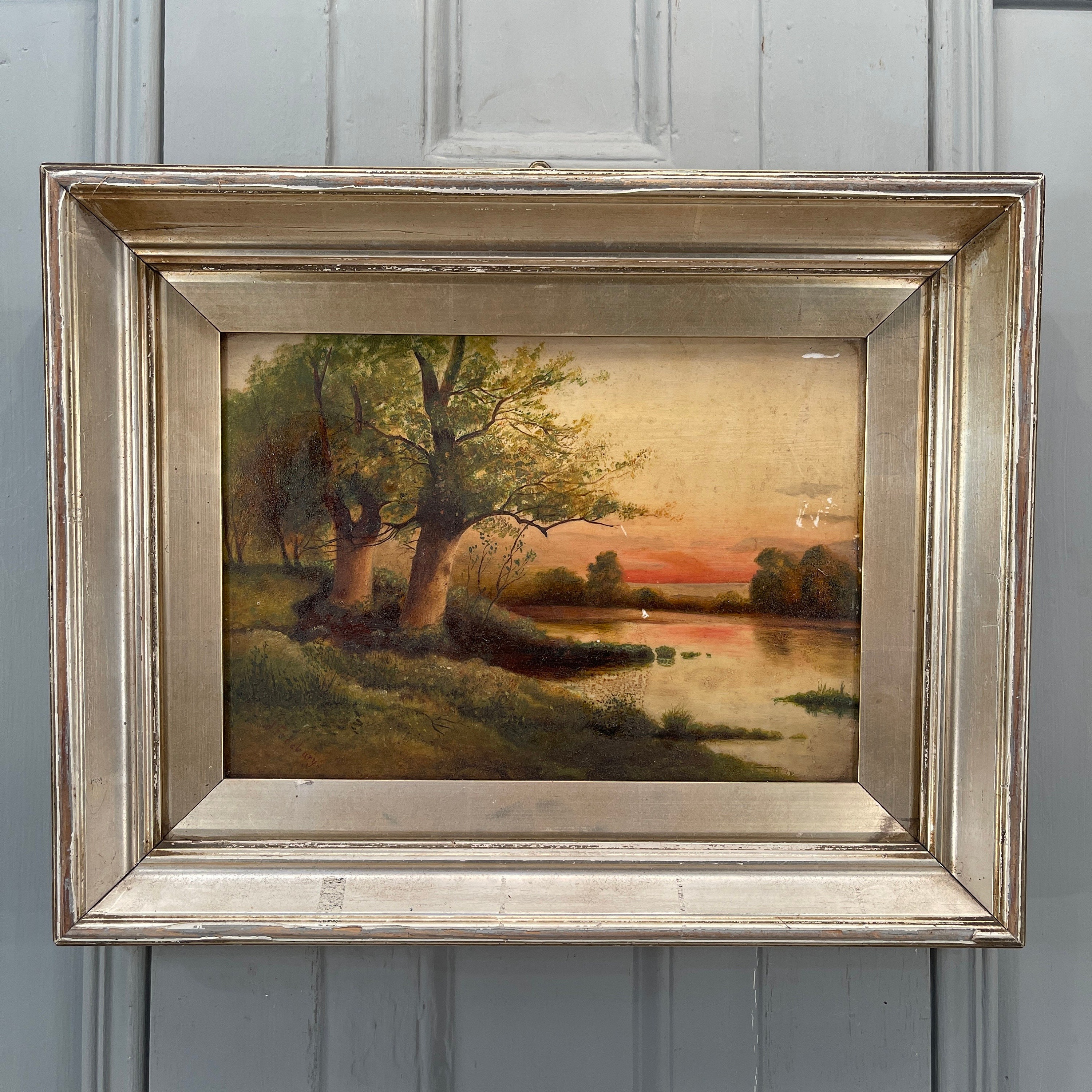 Antique Victorian River Landscape Oil Painting at Sunset J Freebury - Etsy