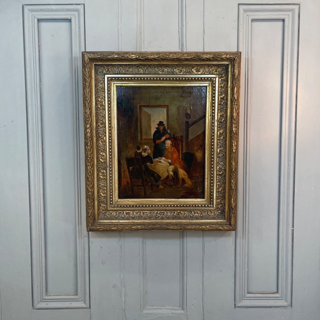 Antique Oil Painting Study of Interior Parlour Scene - Etsy