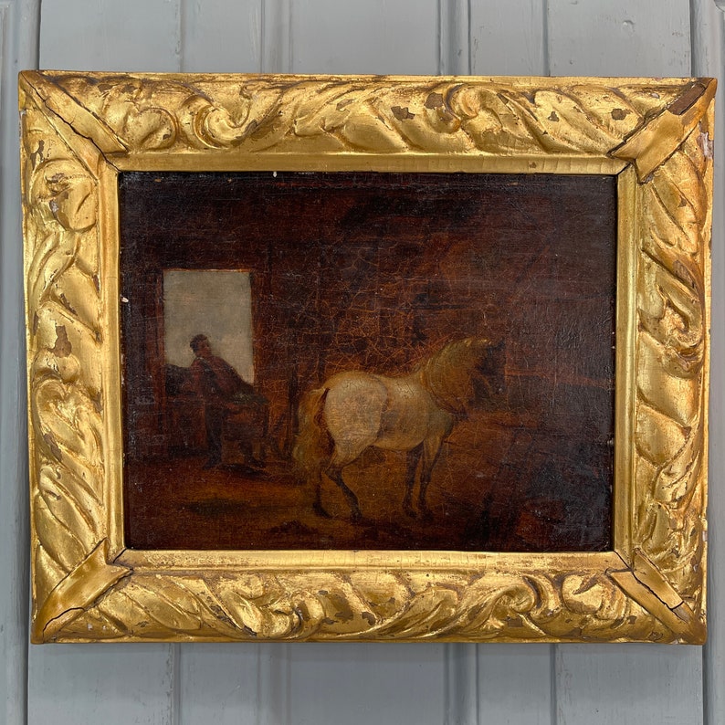 Antique Oil Painting Portrait Study of Horse in Stable - Etsy