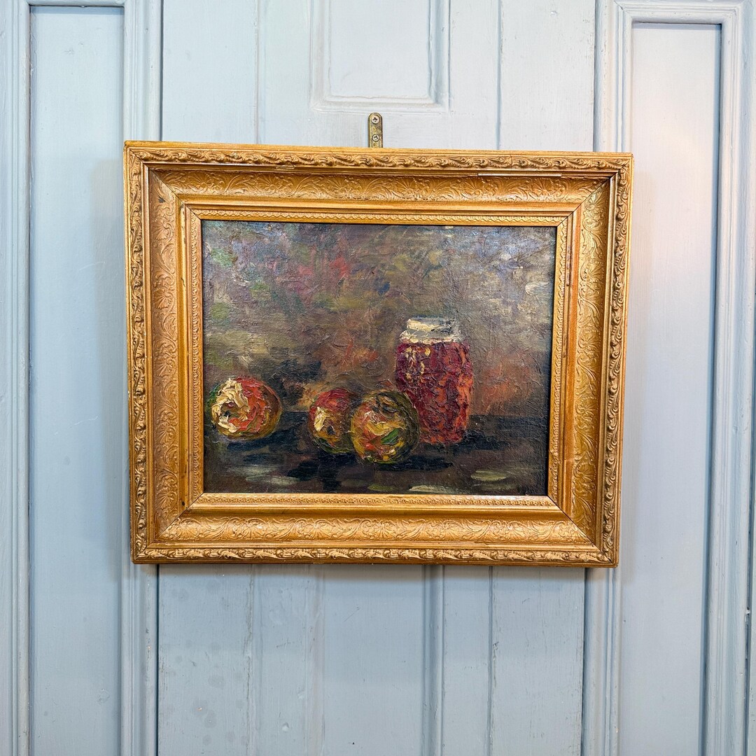 Antique French Impressionist Still Life Oil Painting Study of Fruit and ...