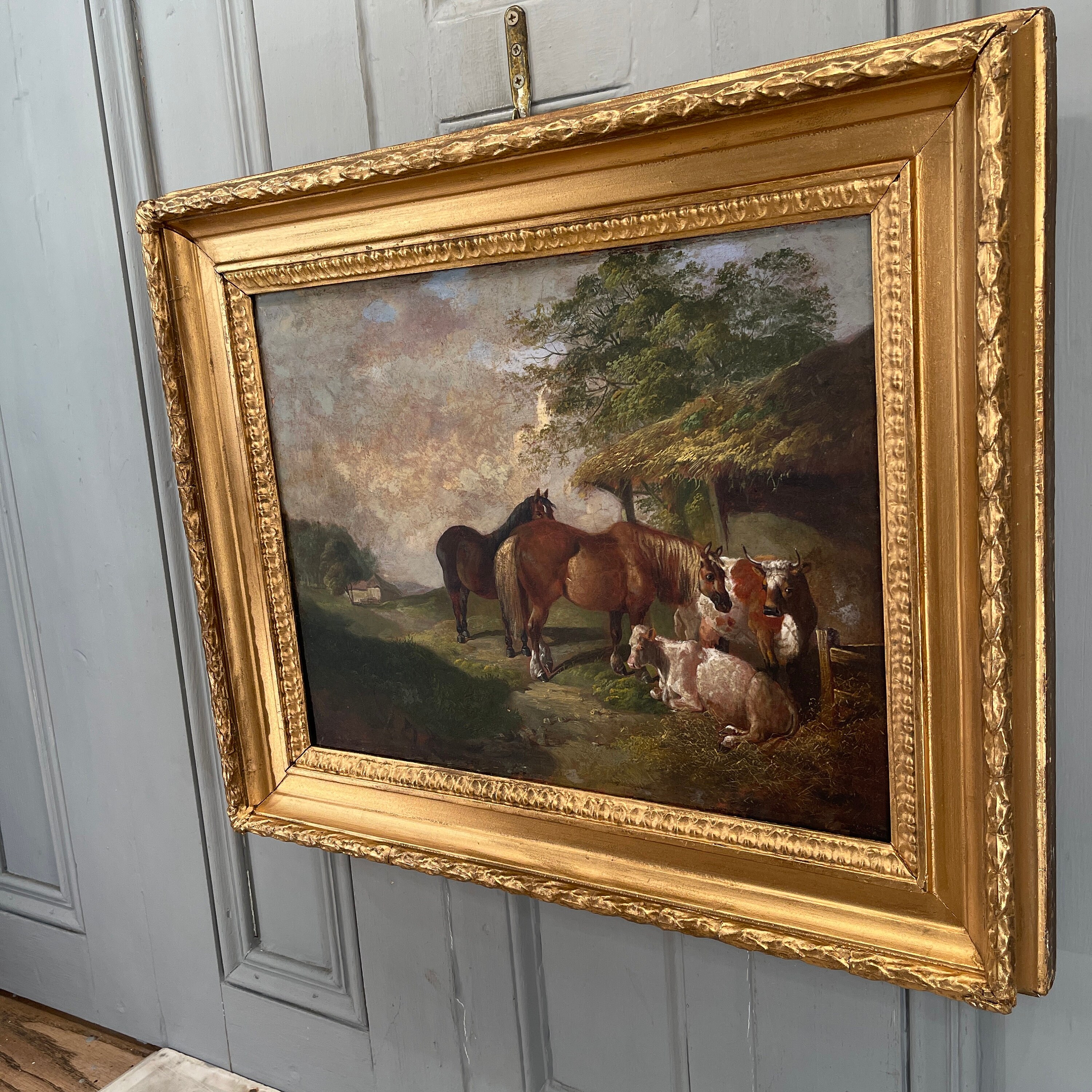 Antique Georgian Early Victorian Oil Painting of Horses and Cows - Etsy