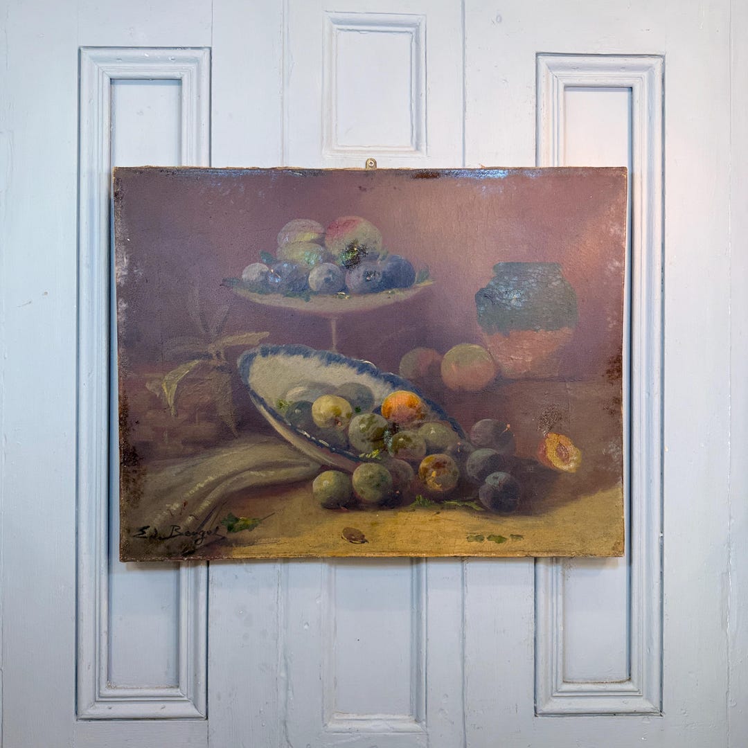 Large Antique French Impressionist Still Life Oil Painting Study of ...