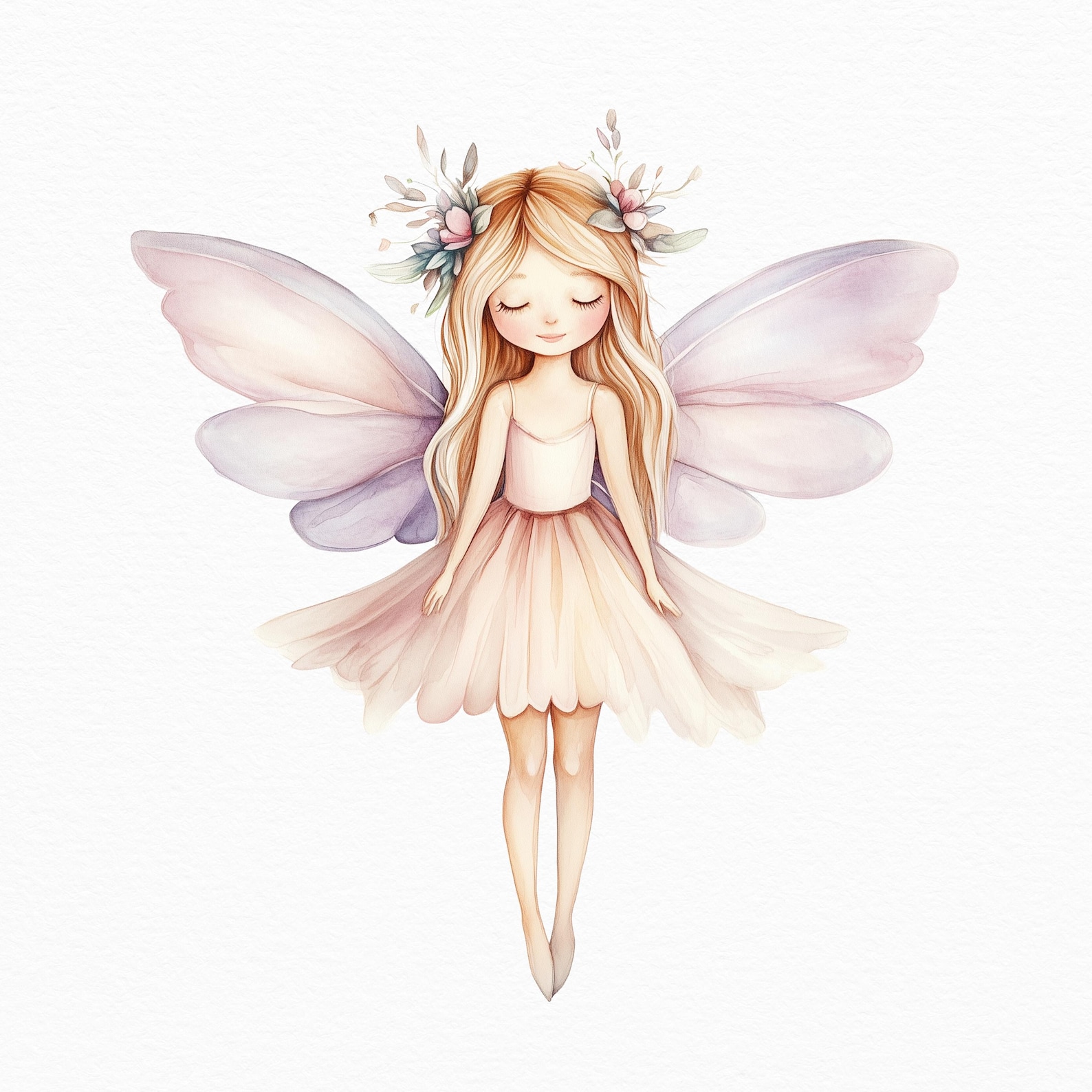Watercolor Fairy Clipart, Pink Fairy PNG Illustration, Cute Girl Fairy ...