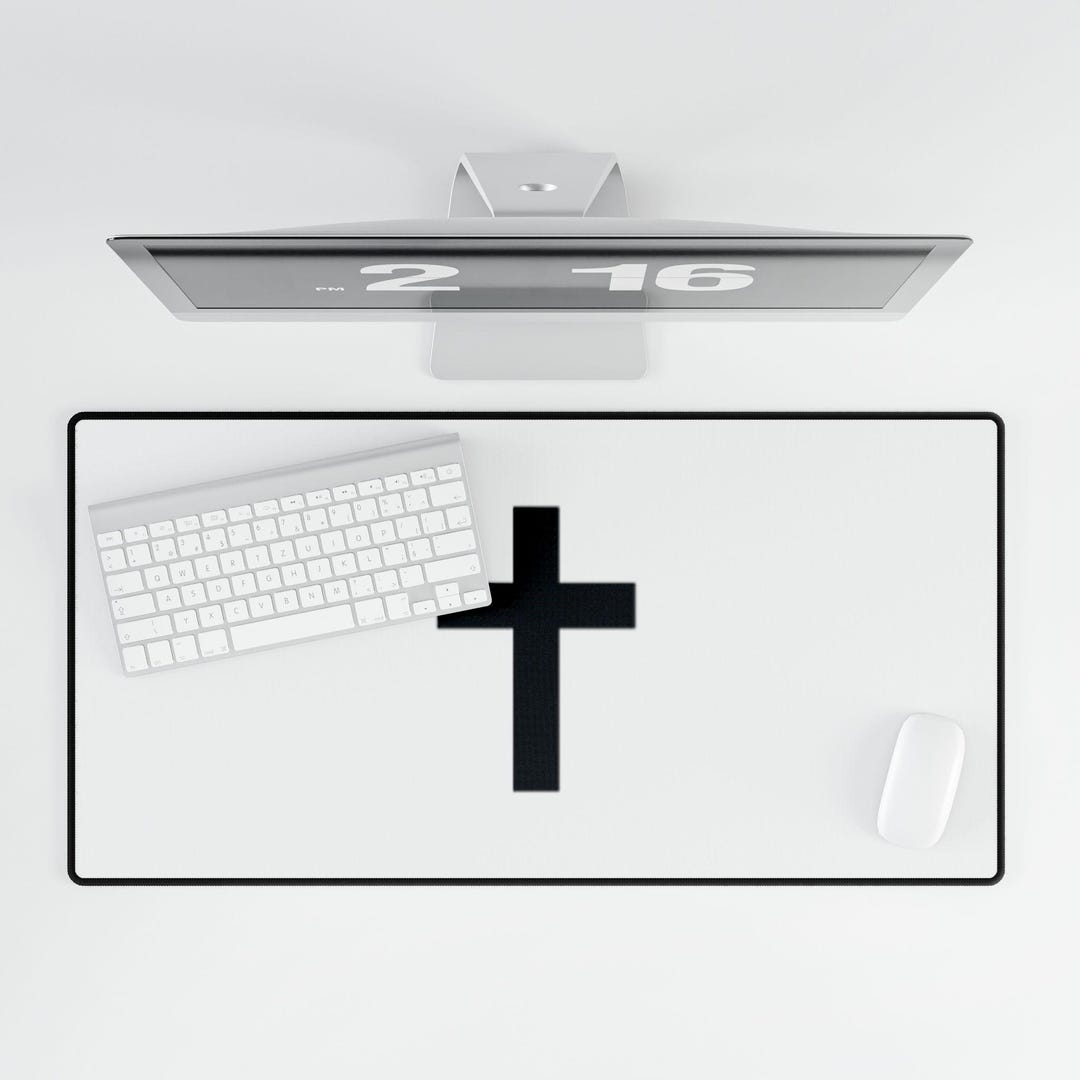 Minimalist XL Desk Mat With Cross, Christian Desk Accessories, Office ...